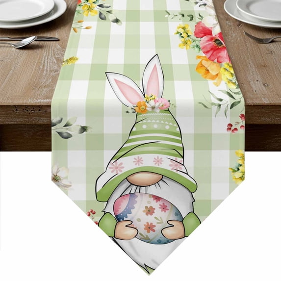Easter Gnomes Table Runner Linen Burlap Table Runner 36 Inches Small ...