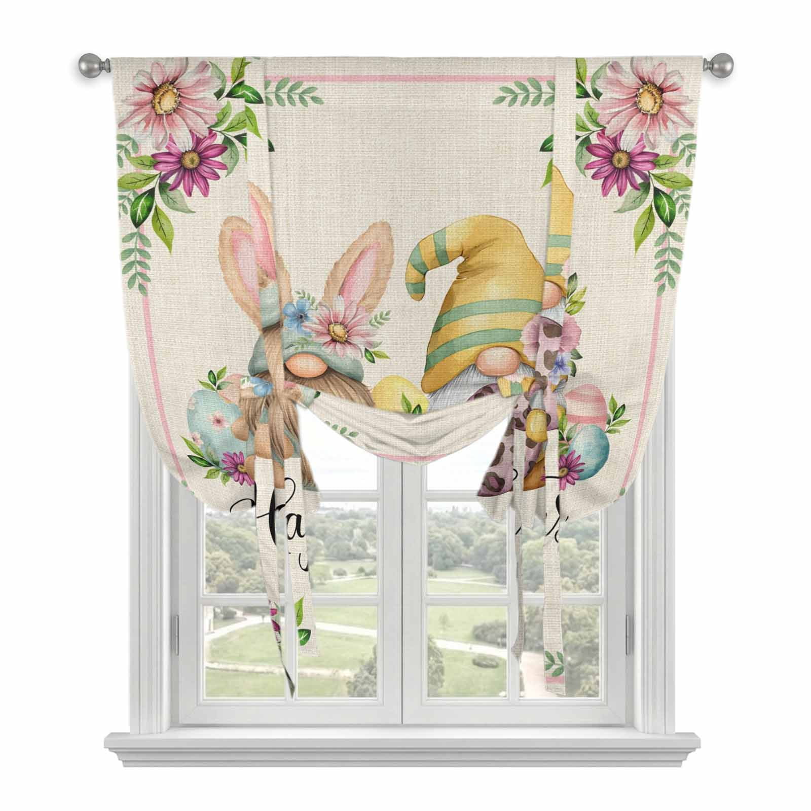 Easter Gnomes Tie Up Curtains for Windows, Adjustable Balloon Window ...