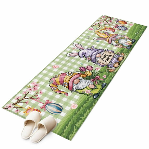 Easter Gnomes Washable Area Rug 2 x 6 ft Spring Watercolor Eggs Floral ...