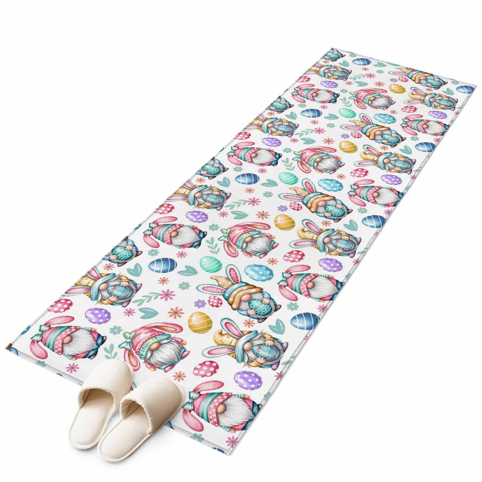 Easter Gnomes Washable Area Rug 2 x 6 ft Watercolor Easter Eggs Rabbit ...