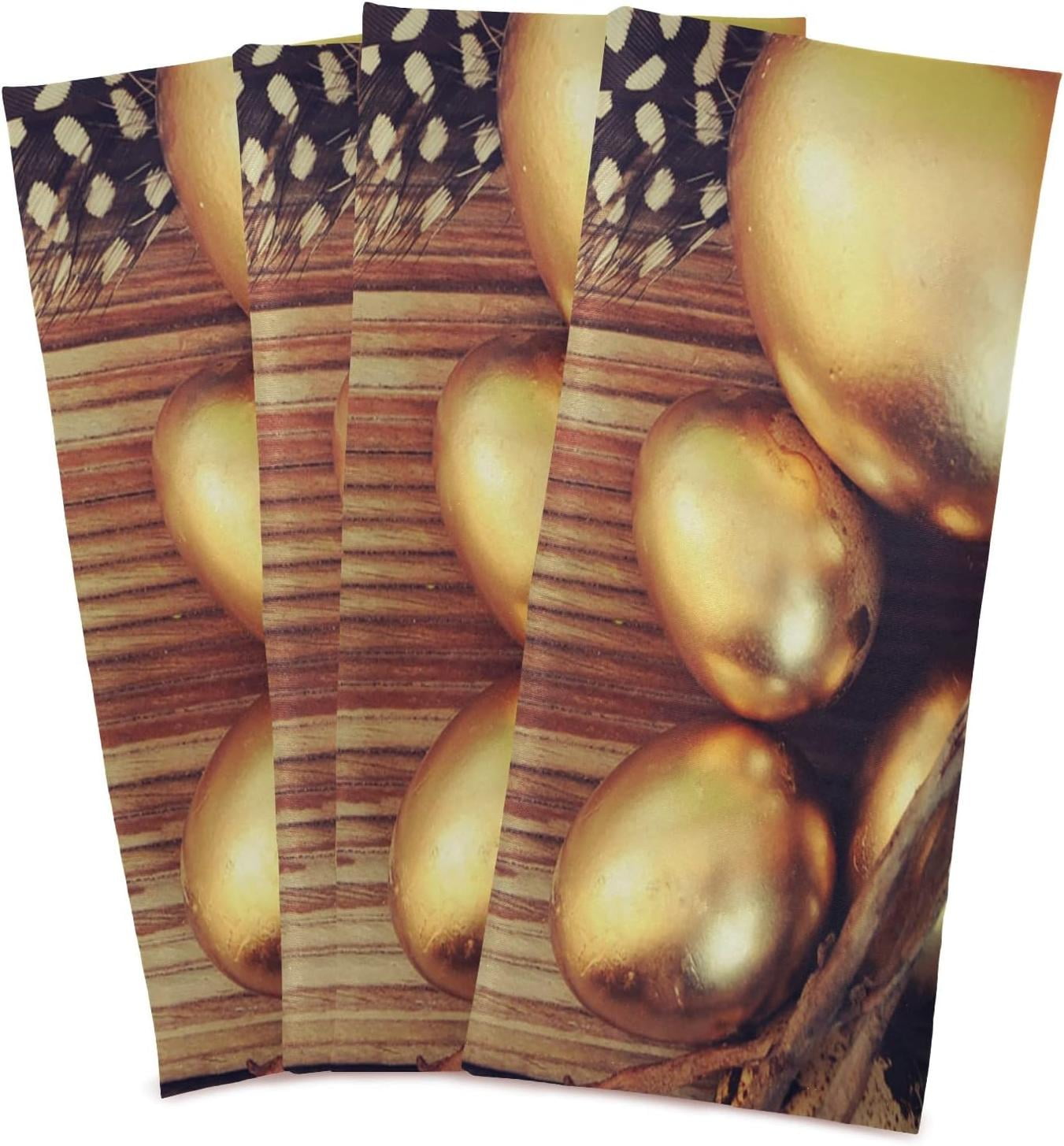 Easter Golden Eggs Kitchen Tea Towels Set of 4 Absorbent Hand Dish ...