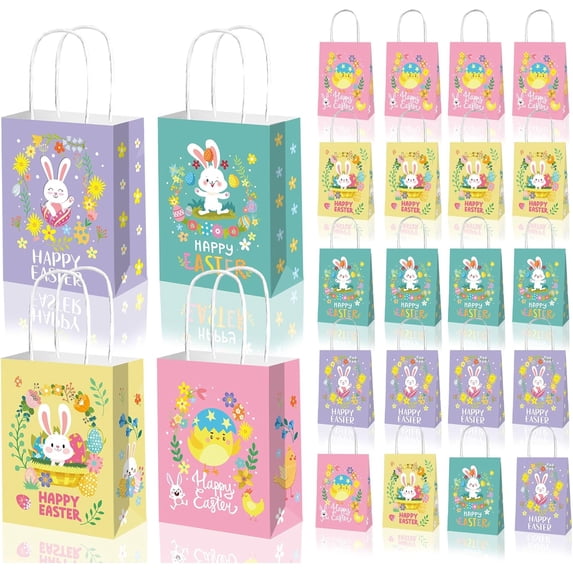 Easter Goodies Bags Kraft Paper with Handles, Party Bags for Easter Egg ...