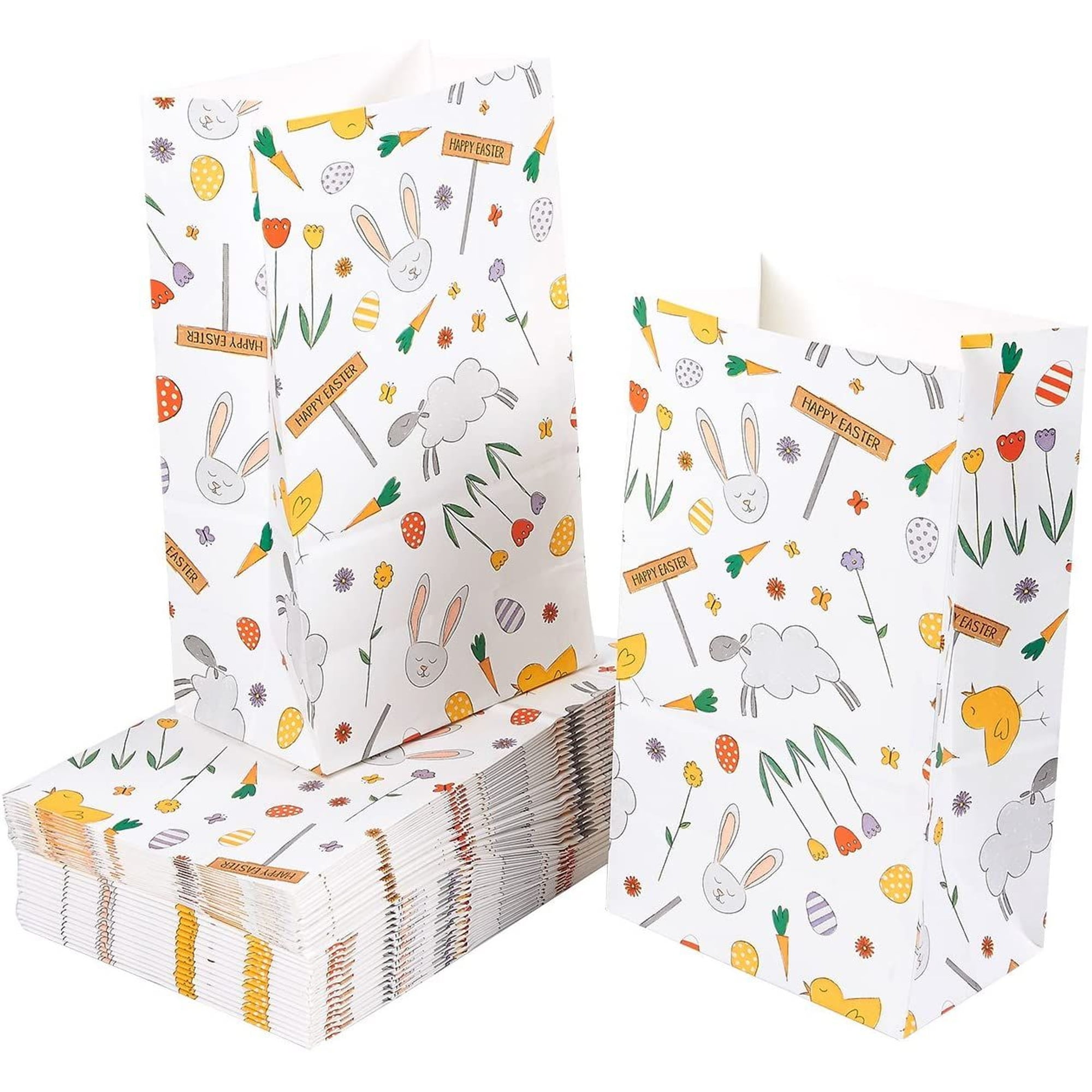 Easter Goody Bags for Candy, Bulk Pack Party Favor Set (5 x 9 x 3 In ...