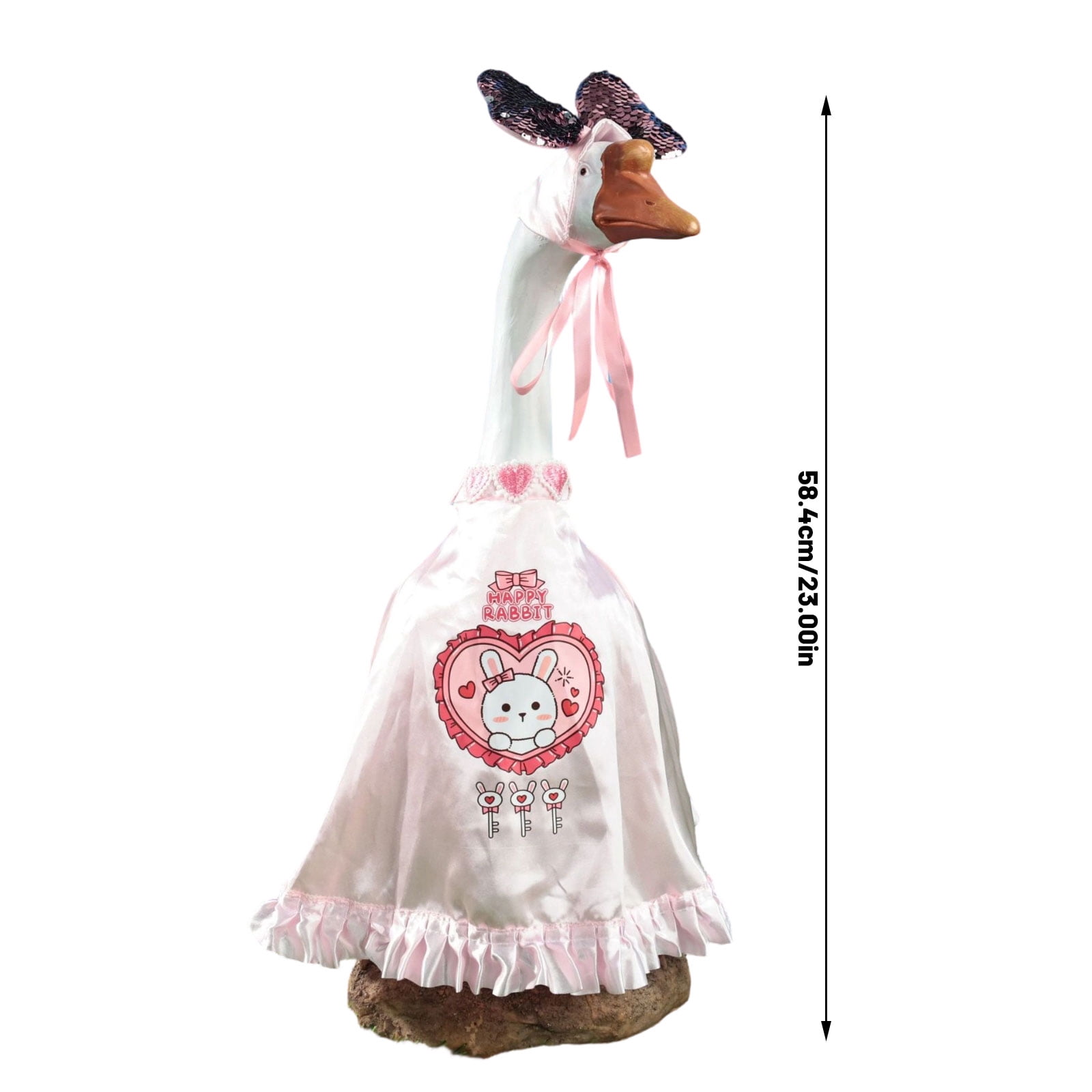 Easter Goose Pink Bunny Outfits Porch Goose Clothes Fits 23" Cement ...
