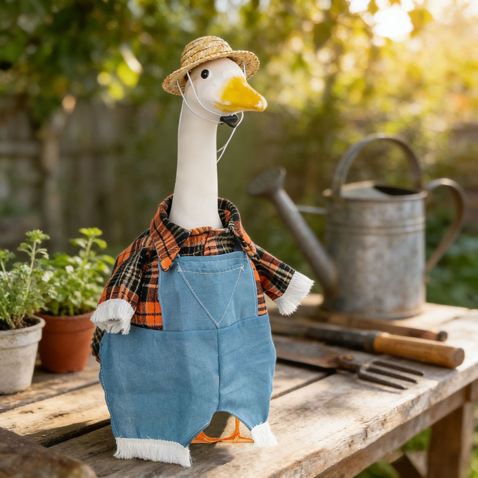 Easter Goose Porch Decoration with Blue Floral Dress and Bonnet ...