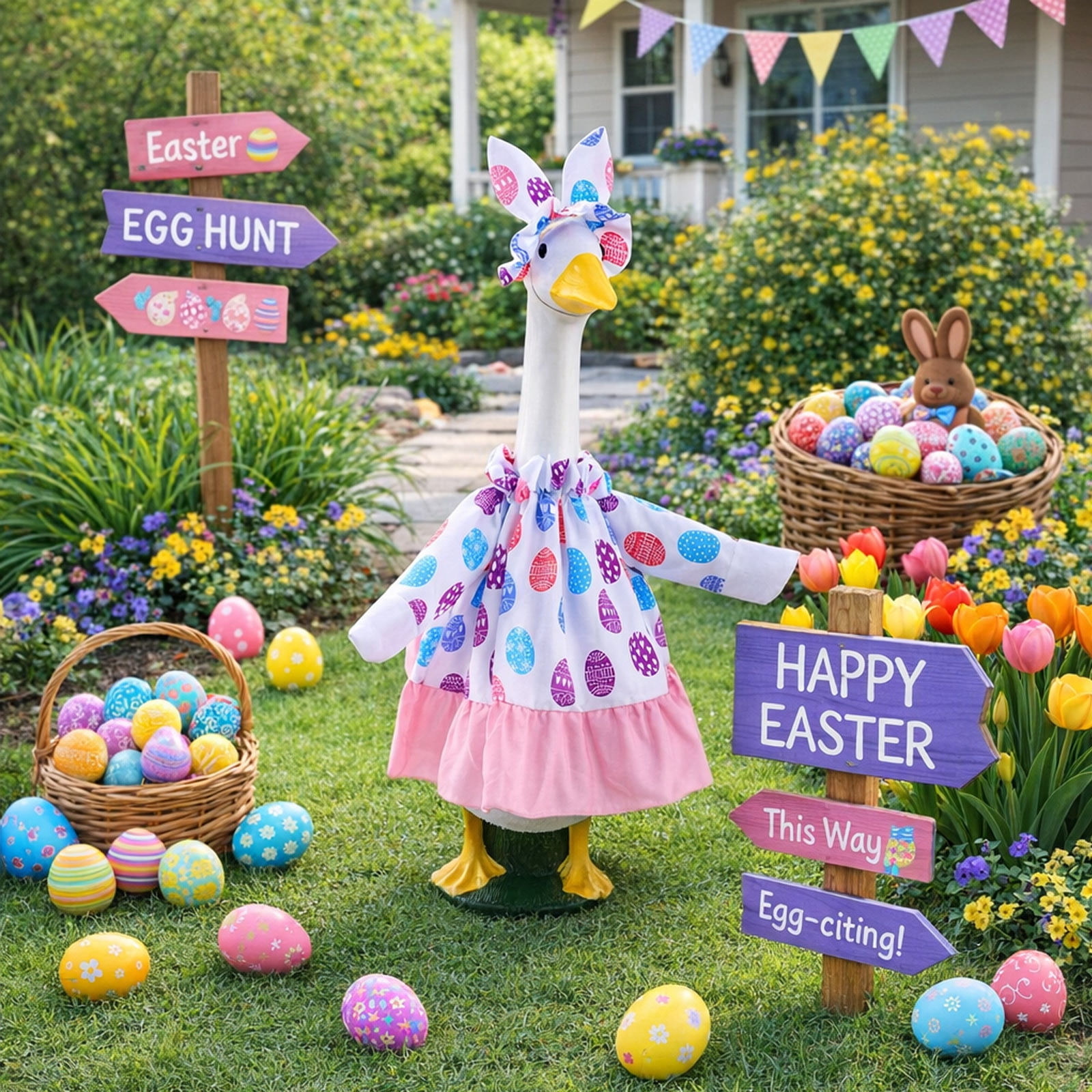 Easter Gooses Outfits - Goose Statue Easter Dress with Hat Set for ...