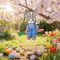 Easter Grass Woven Rabbits Hanging Ornament Forest Style Wooden Bunny ...