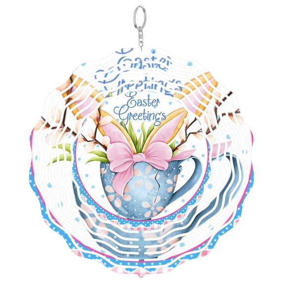 Easter Greetings Bunny Rabbit Cup 3D Wind Spinner Stainless Steel ...
