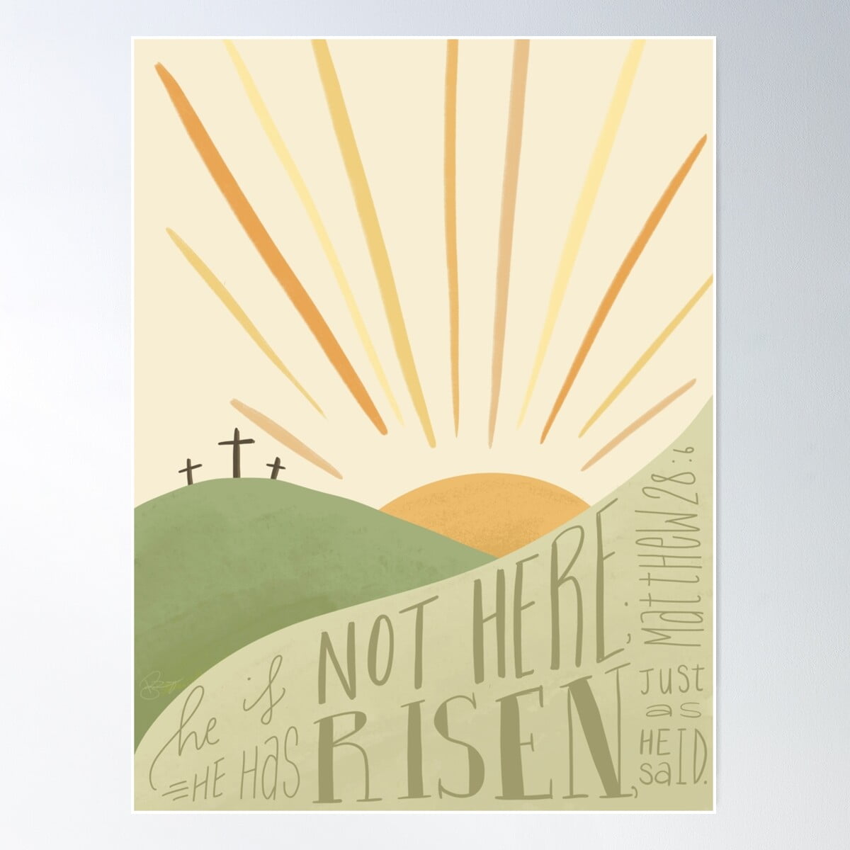 Easter Handwritten Bible Verse Matthew 28:6 He Is Risen Poster Wall Art ...