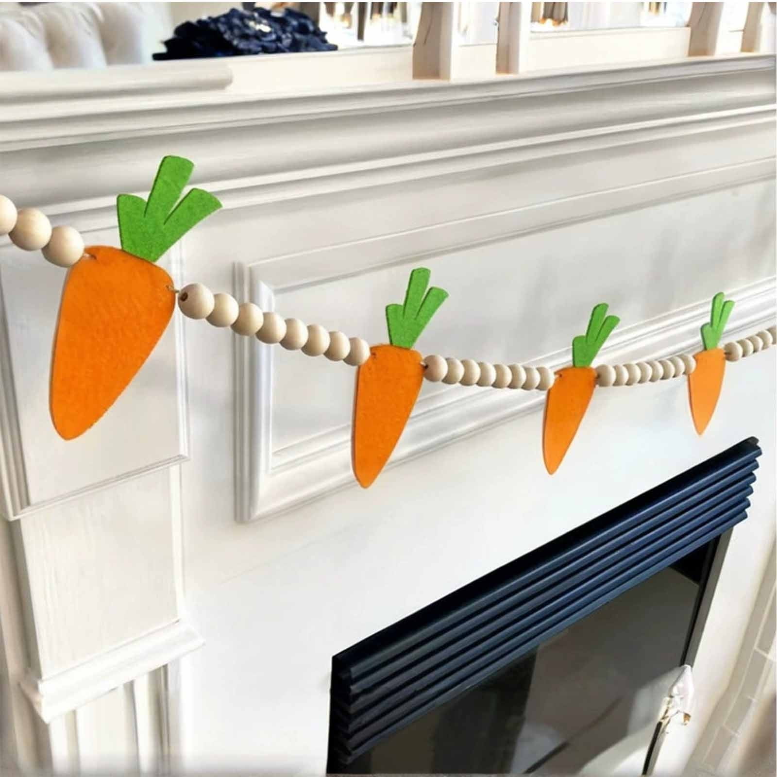 Easter Hanging Decoration - Wooden Bead Pull Flag, Festive Mantel Decor ...