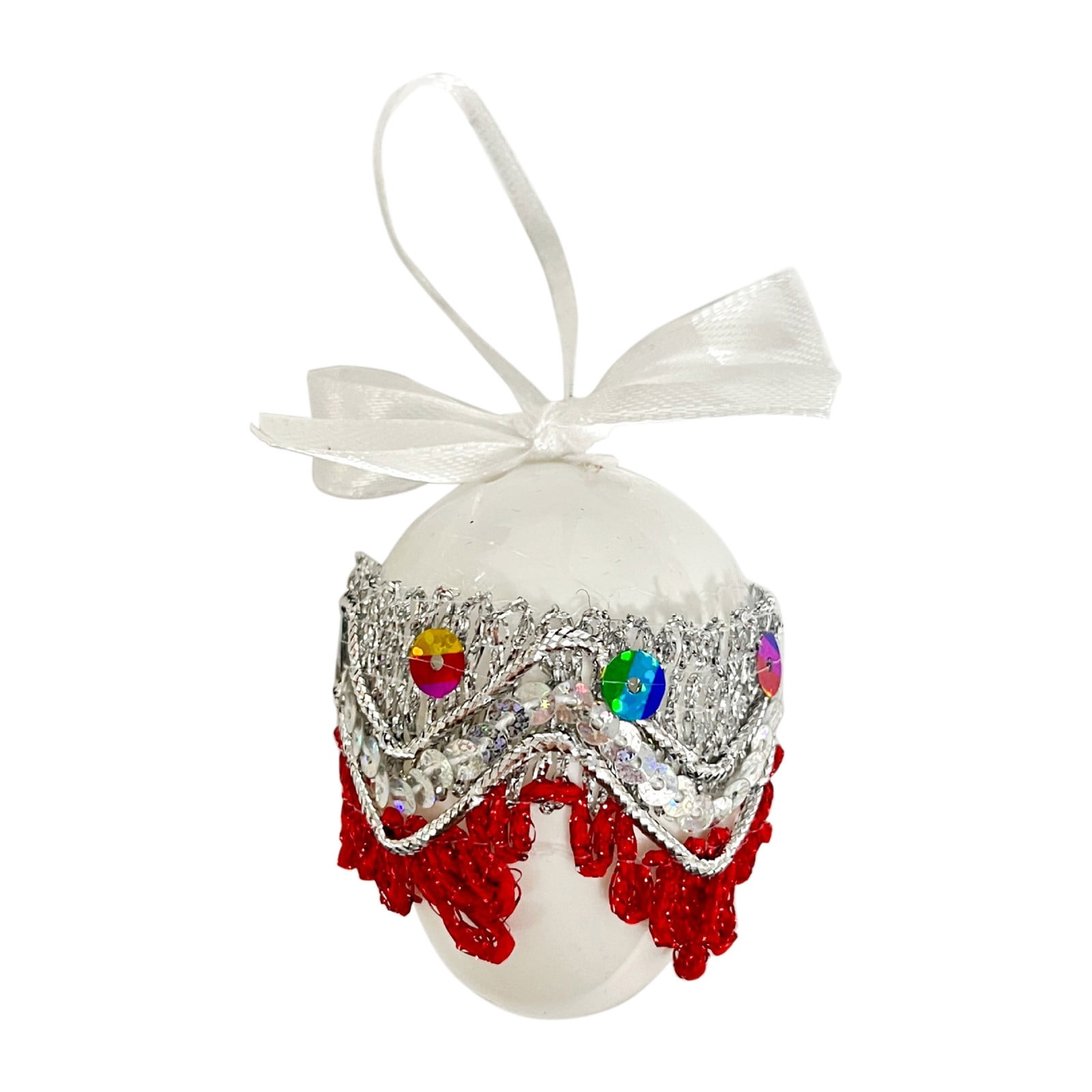 Easter Hanging Egg Ornament with Bow – Multicolor Plastic Ribbon Egg ...