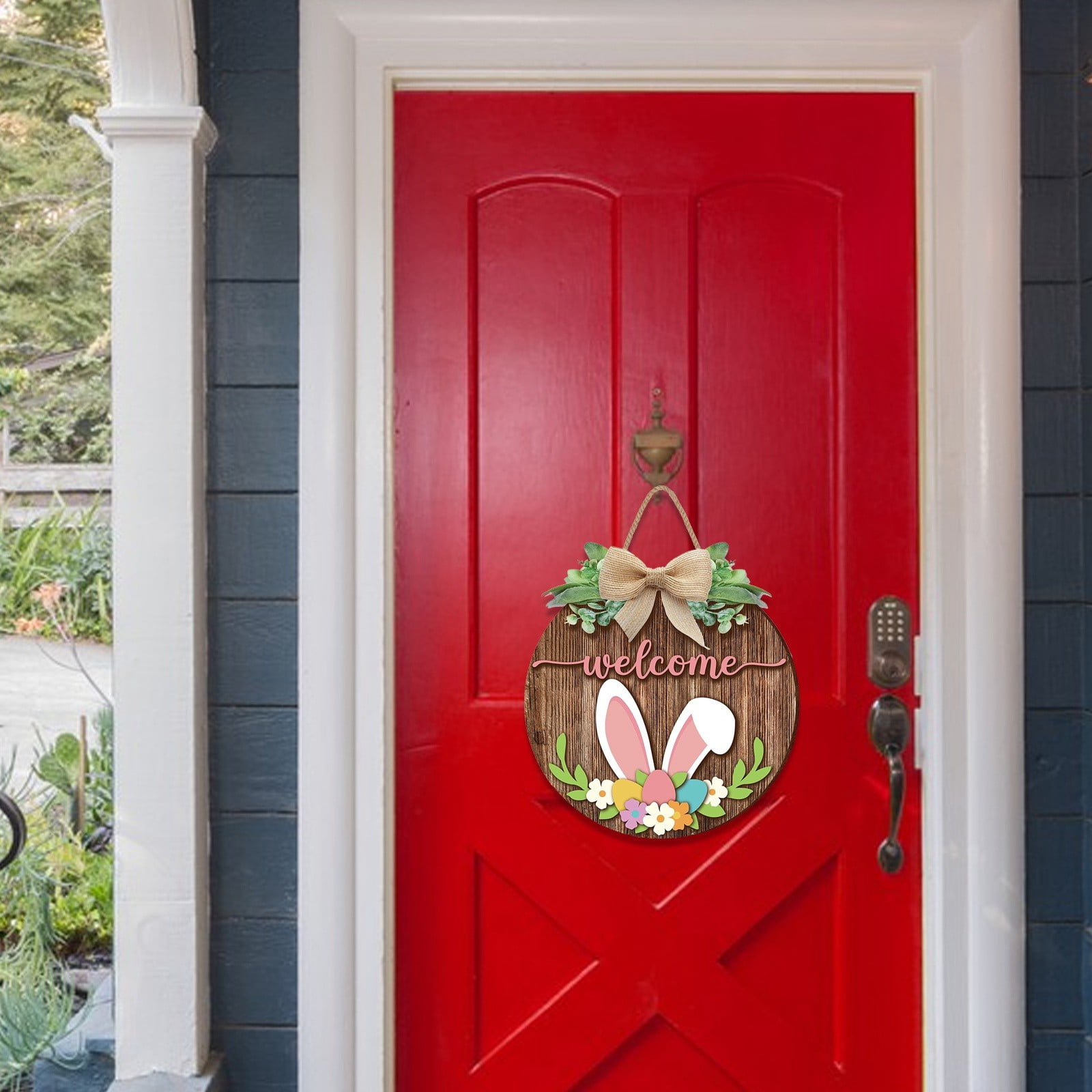 Easter Hanging Plant Holders,Easter Bunny Welcome Wood Wreath Sign AA ...