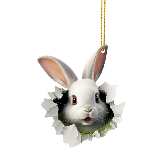 Easter Hangs, Easter Bunny Pattern In Hole Acrylic Pendant Charming ...
