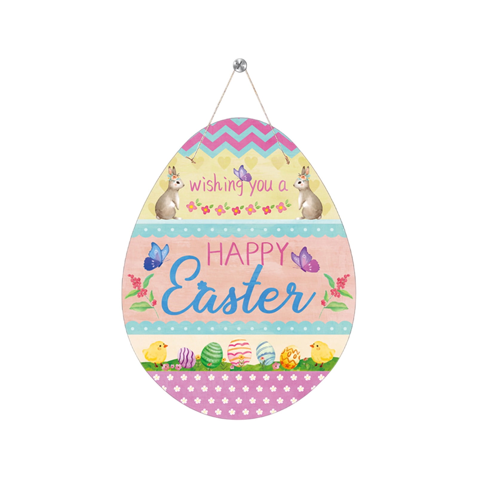 Easter Happy Bunny Door Sign Holiday Outdoor Party Porch Hanging ...