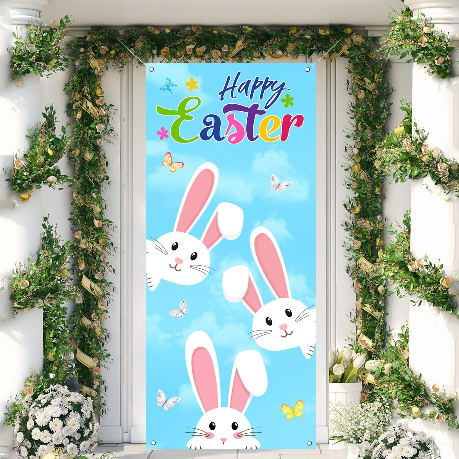 Easter Happy Door Cover, Easter Door Set Decorative Logo, Cute Rabbit ...