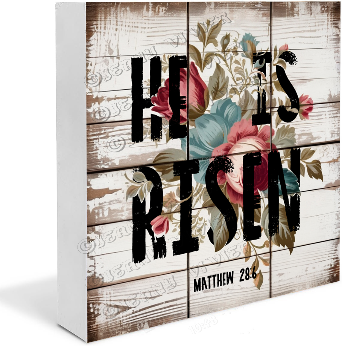 Easter He Is Risen Wood Block Sign Wooden Box Sign Easter Decor Rustic ...