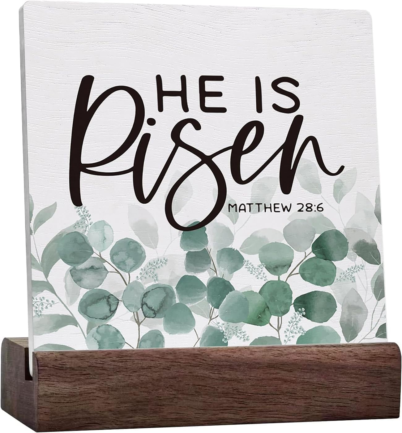 Easter He is Risen Ceramic Table Sign, Christian Desk Decor, He is Risen Easter Decor, Religious ...