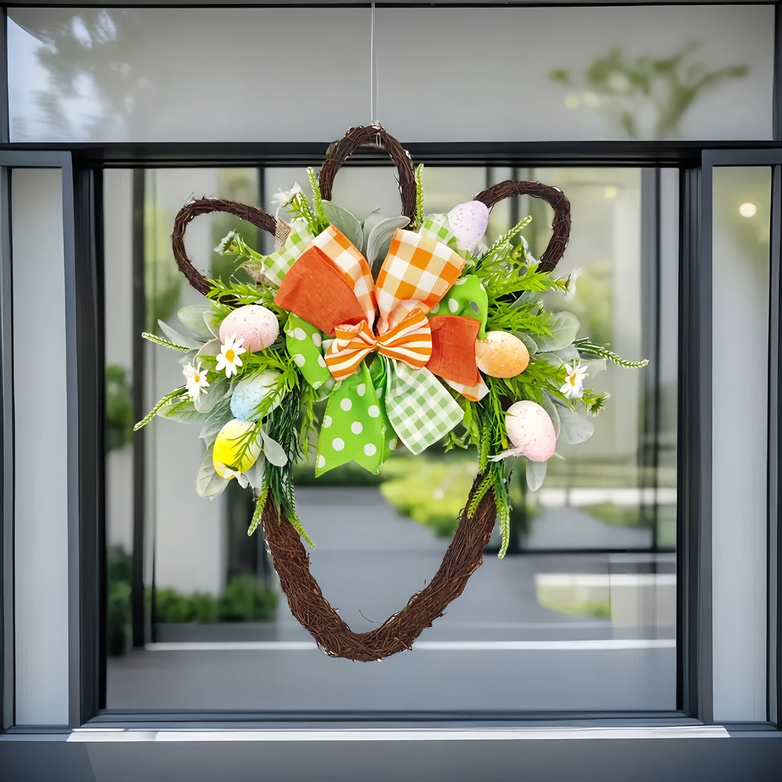 Easter Head Shaped Natural Rattan Berry Easter Decoration Door Hanging ...