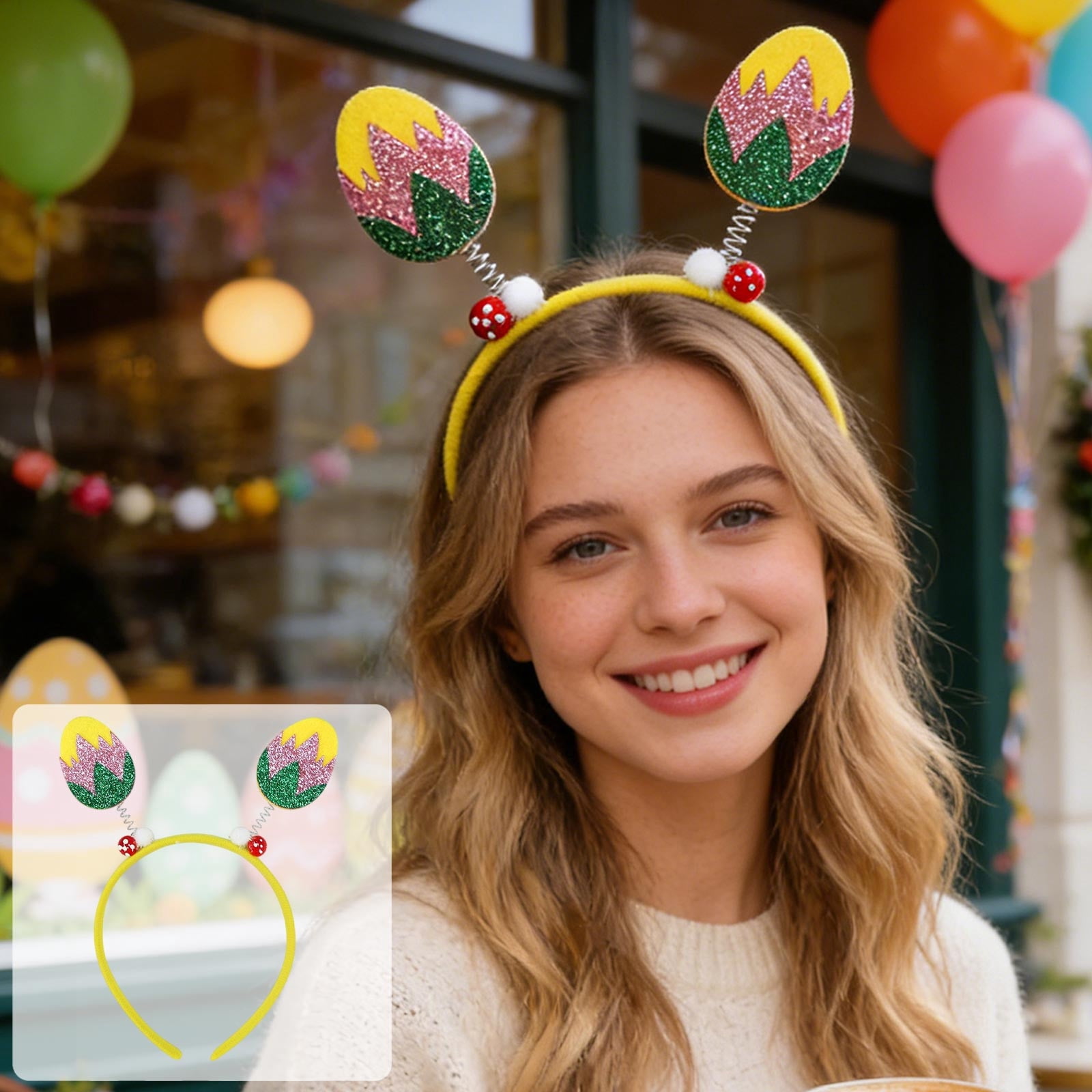 Easter Headbands for Women Kids, Staron Adorable Glittery Easter Egg ...