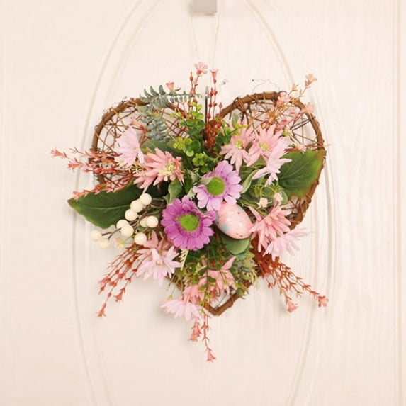 Easter Heart Wreath, 30Cm Welcome Floral Wreath For Front Door, Easter ...