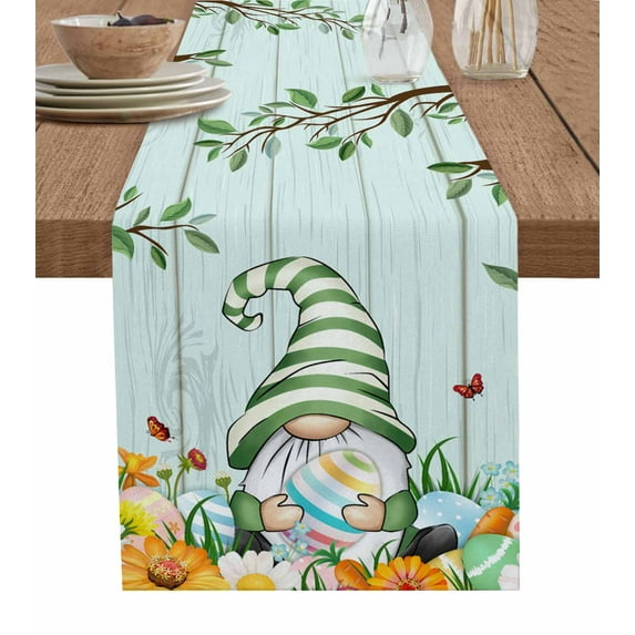 Easter Herbaceous Plant Rabbit Watercolor Table Runner ration Home r ...