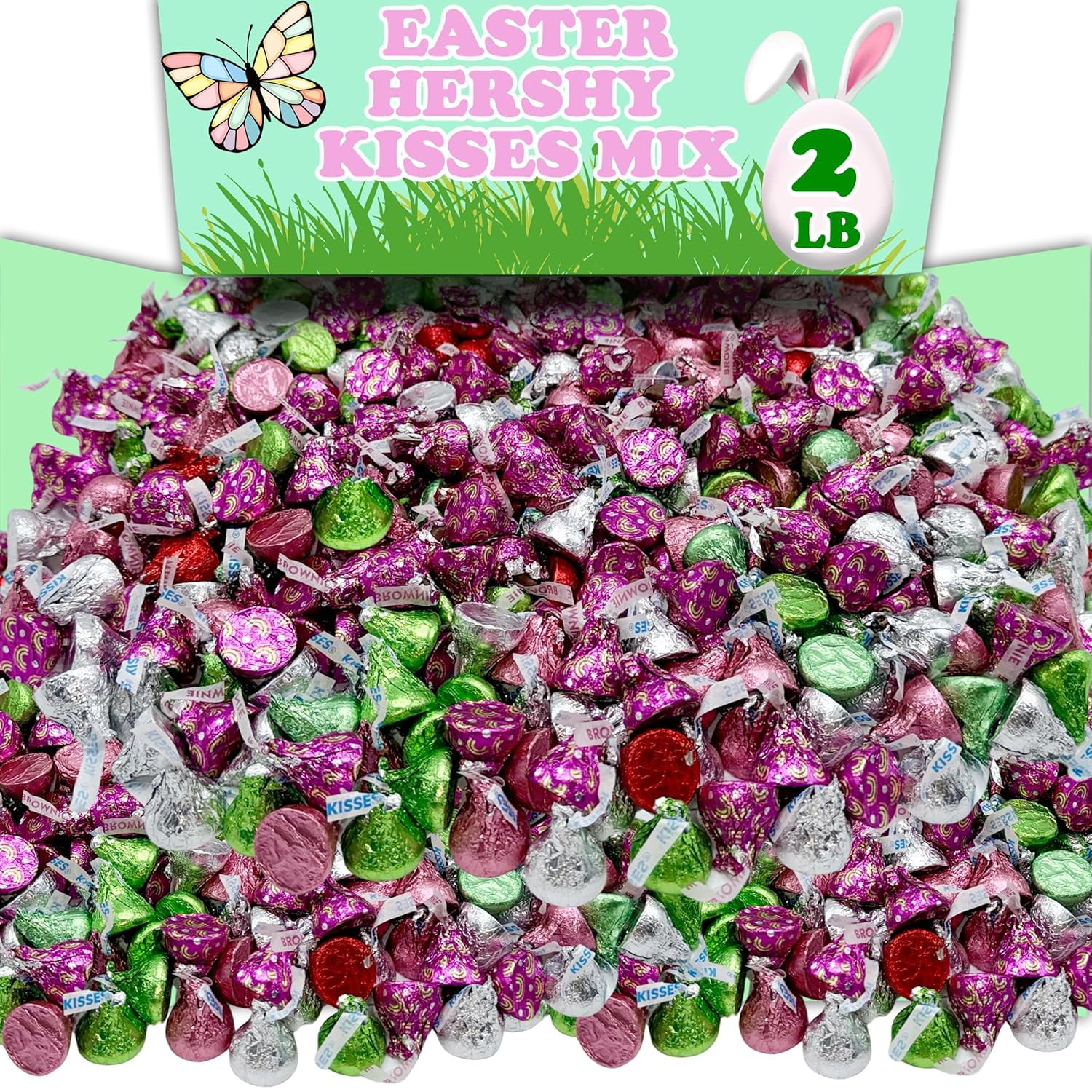 Easter Hershey Kisses Assortment Milk Chocolate Candy, 2 Lbs Bulk ...