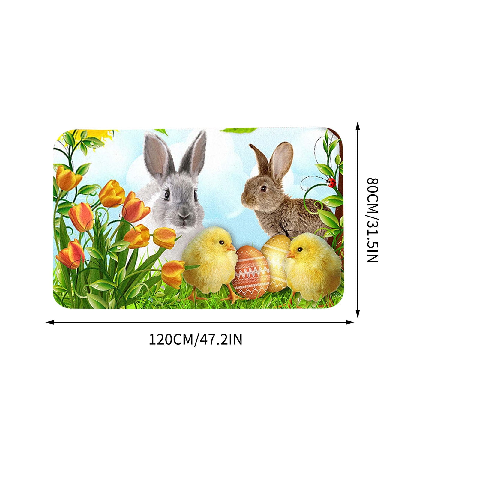 Easter Holiday Rug with Bunny and Egg Cartoon Design, Colorful ...