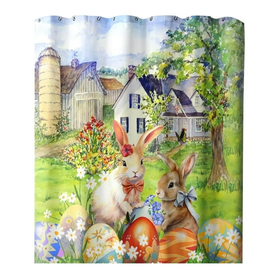 Easter Holiday Shower Curtain Waterproof Polyester Fabric Bath Curtain ...
