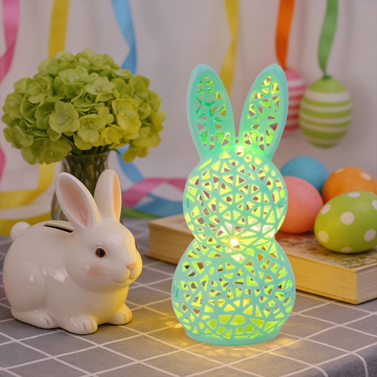 Easter Hollow Bunny Lamp LED Rabbit Night Light Battery Operated ...
