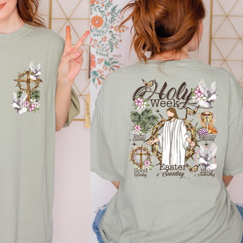 Easter Holy Week Comfort Colors T-Shirt , Jesus Follower Shirt, He is ...