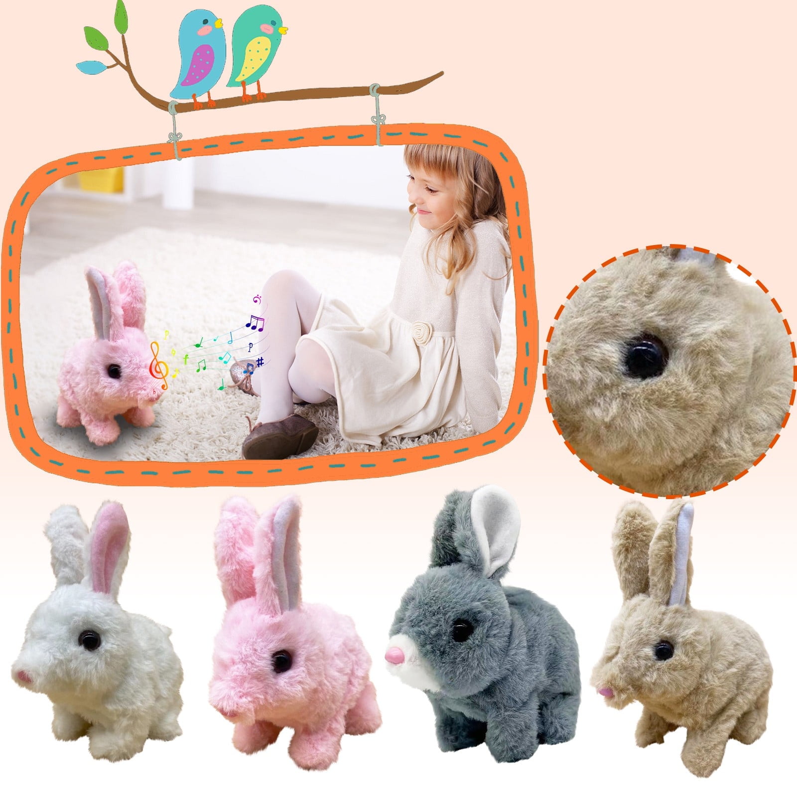 Easter Hopping Rabbit Interactive Electronic Pet Plush Bunny Toy with ...