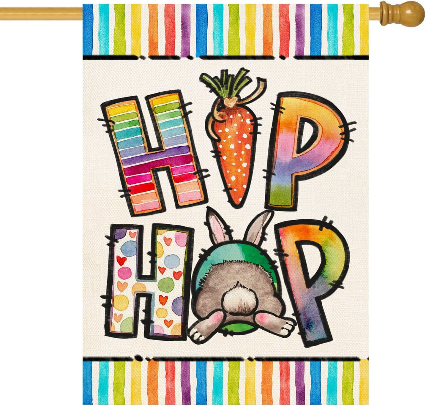 Easter House Flag 28 x 40 Inch Double Sided,Easter Hip Hop Cute Bunny ...