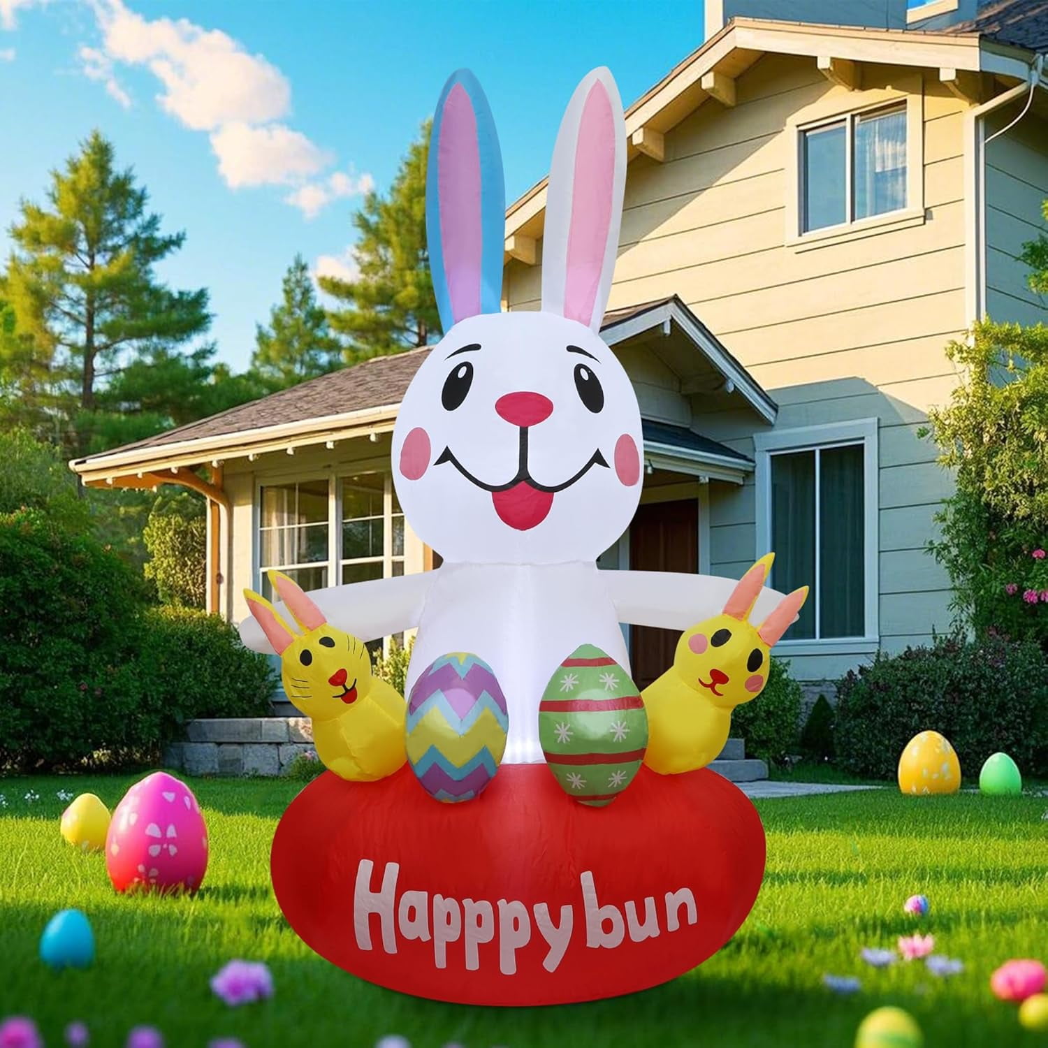 Easter Inflatables Outdoor Decorations – 5 FT Inflatable Bunny with ...