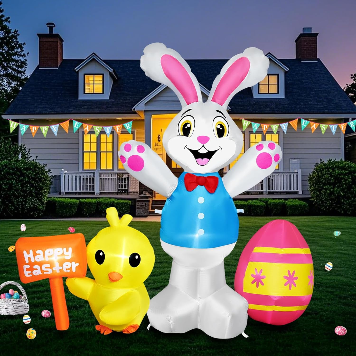 Easter Inflatables Outdoor Decorations, 5FT Tall Easter Blow Up Bunny ...