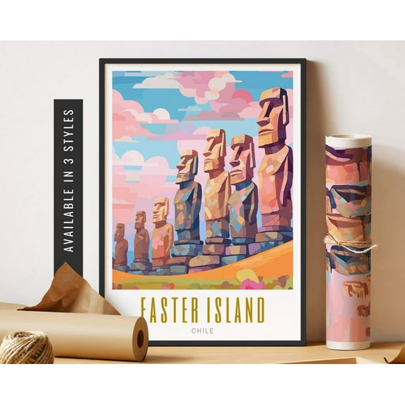 Easter Island Head Statue Print Easter Island Chile Wall Art ...
