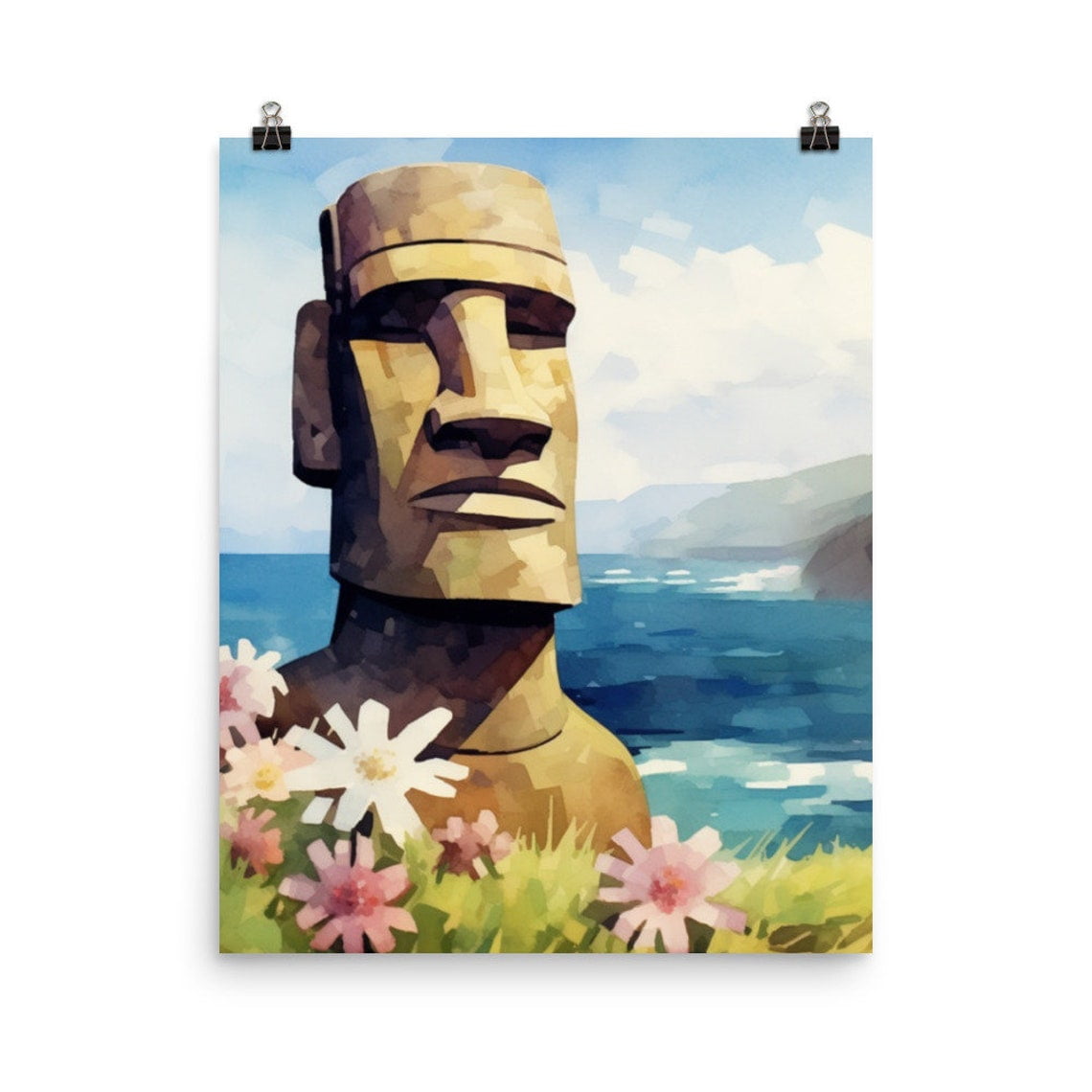 Easter Island Moai Print, Chile Polynesia Wall Art, Rapa Nui Travel ...