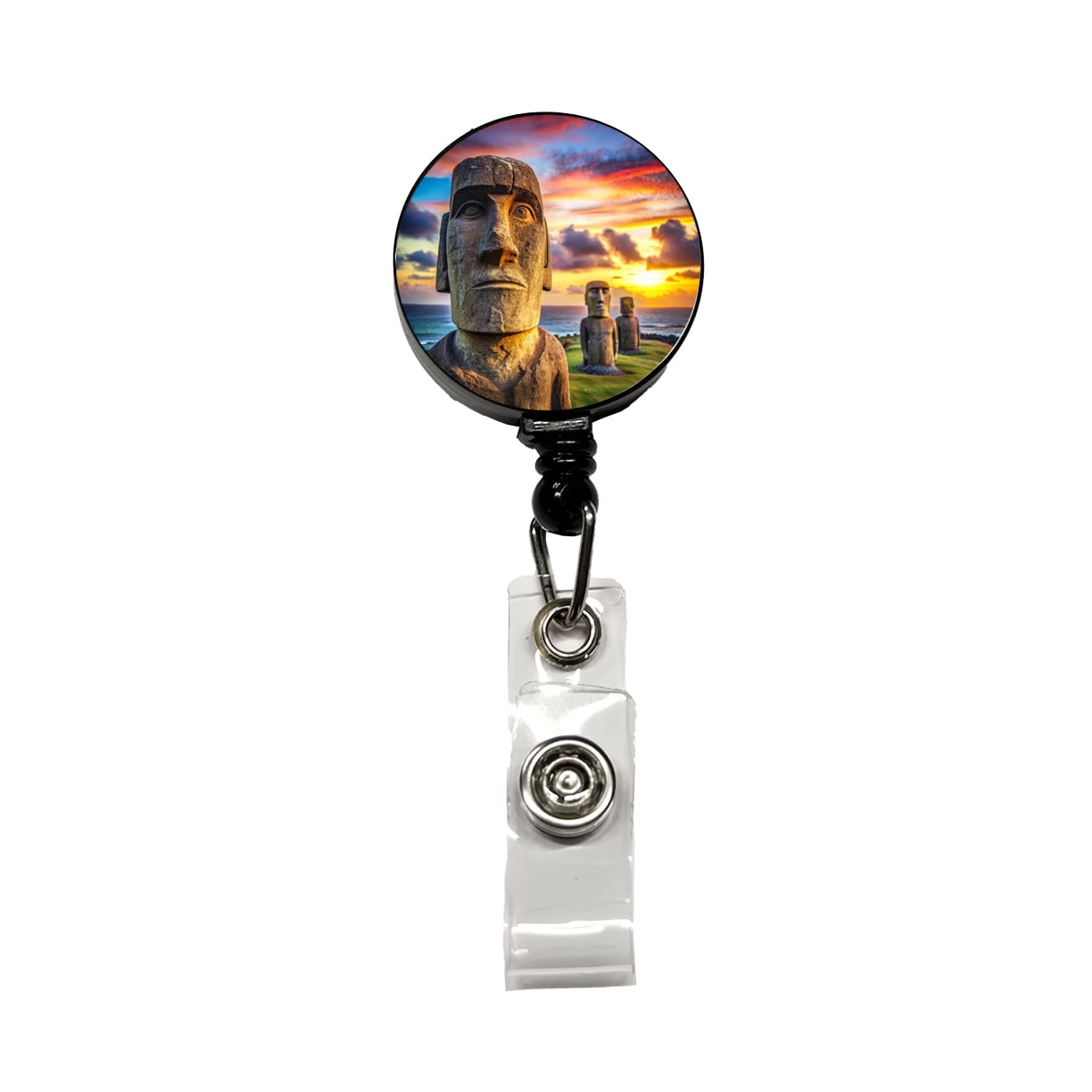 Easter Island Statues At Sunset Watercolor Retractable Reel ID Badge ...