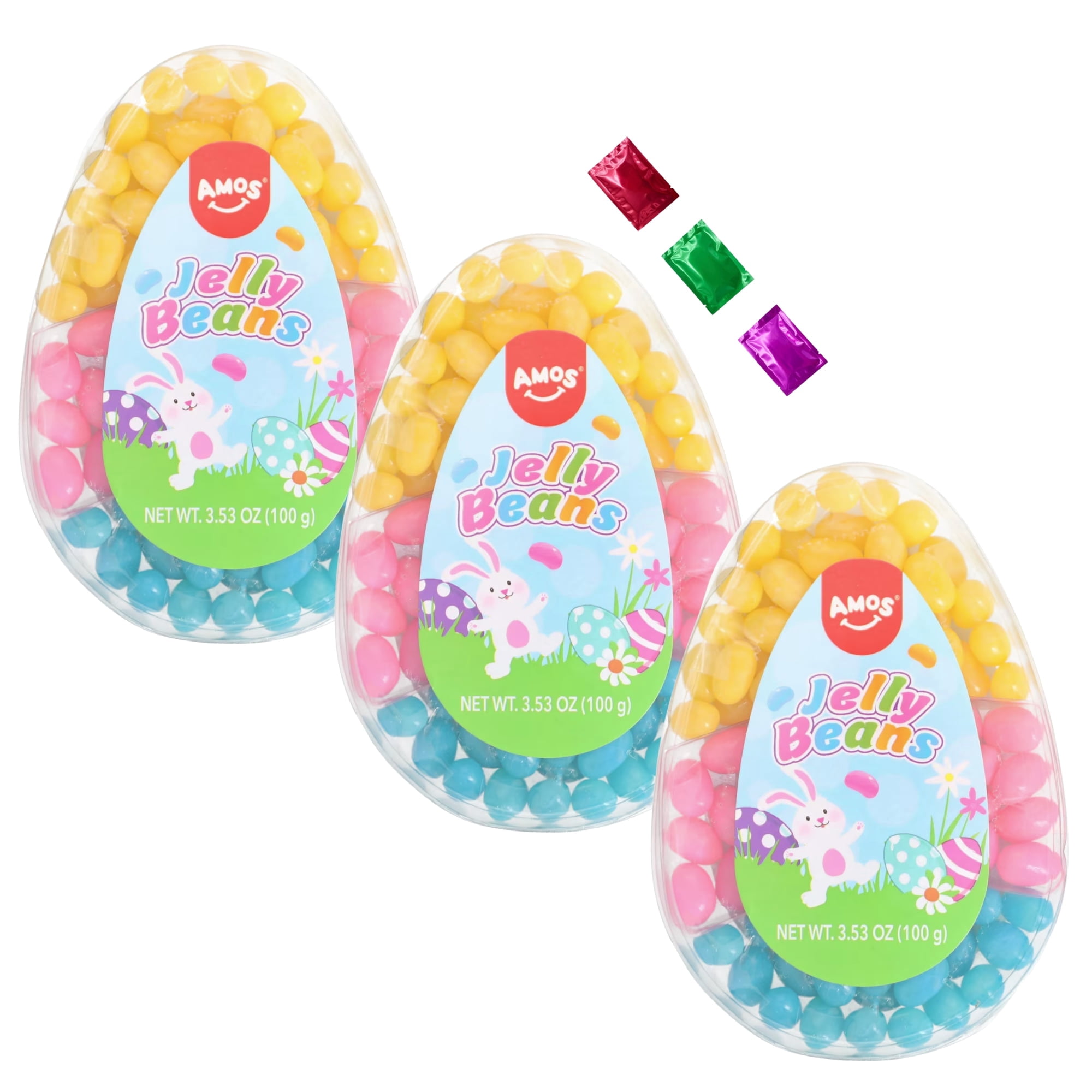 Easter Jelly Beans Candy in Egg-Shaped Container 3.5 Oz, Pink Yellow ...