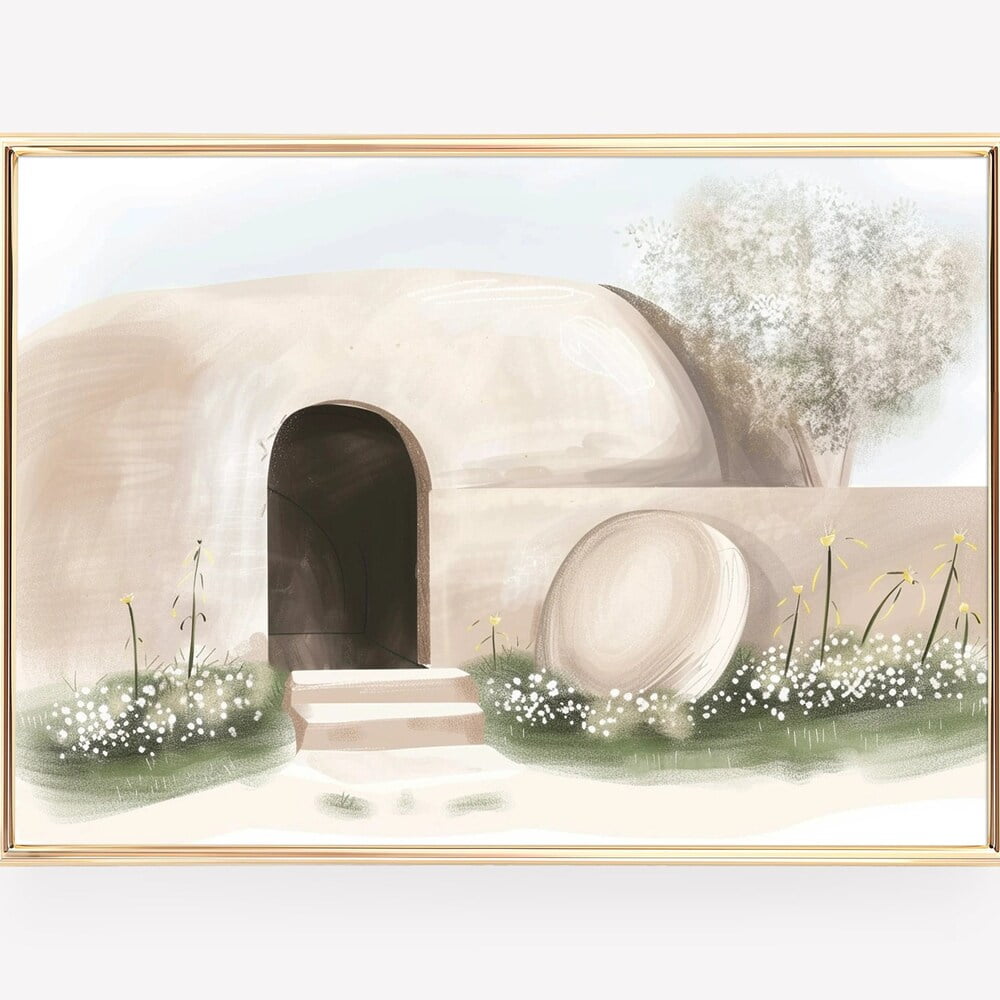 Easter Jesus Resurrection Poster Baptized Holy Bible He Is Risen Print ...