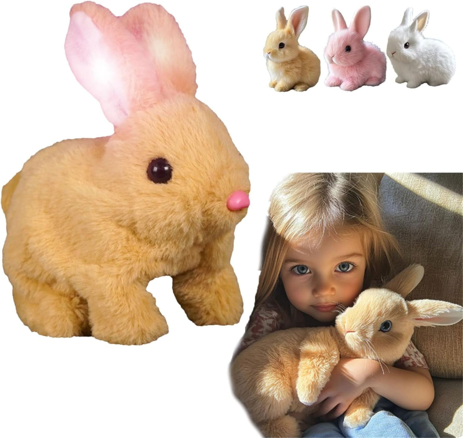 Easter Jumping Bunny Figure Bunny Toy Can Walk and Talk,Realistic Bunny ...