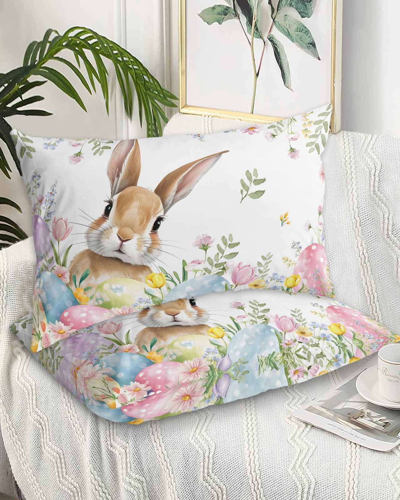 Easter King Pillow Cases Set of 2 - Microfiber Bed Throw Pillow Covers ...