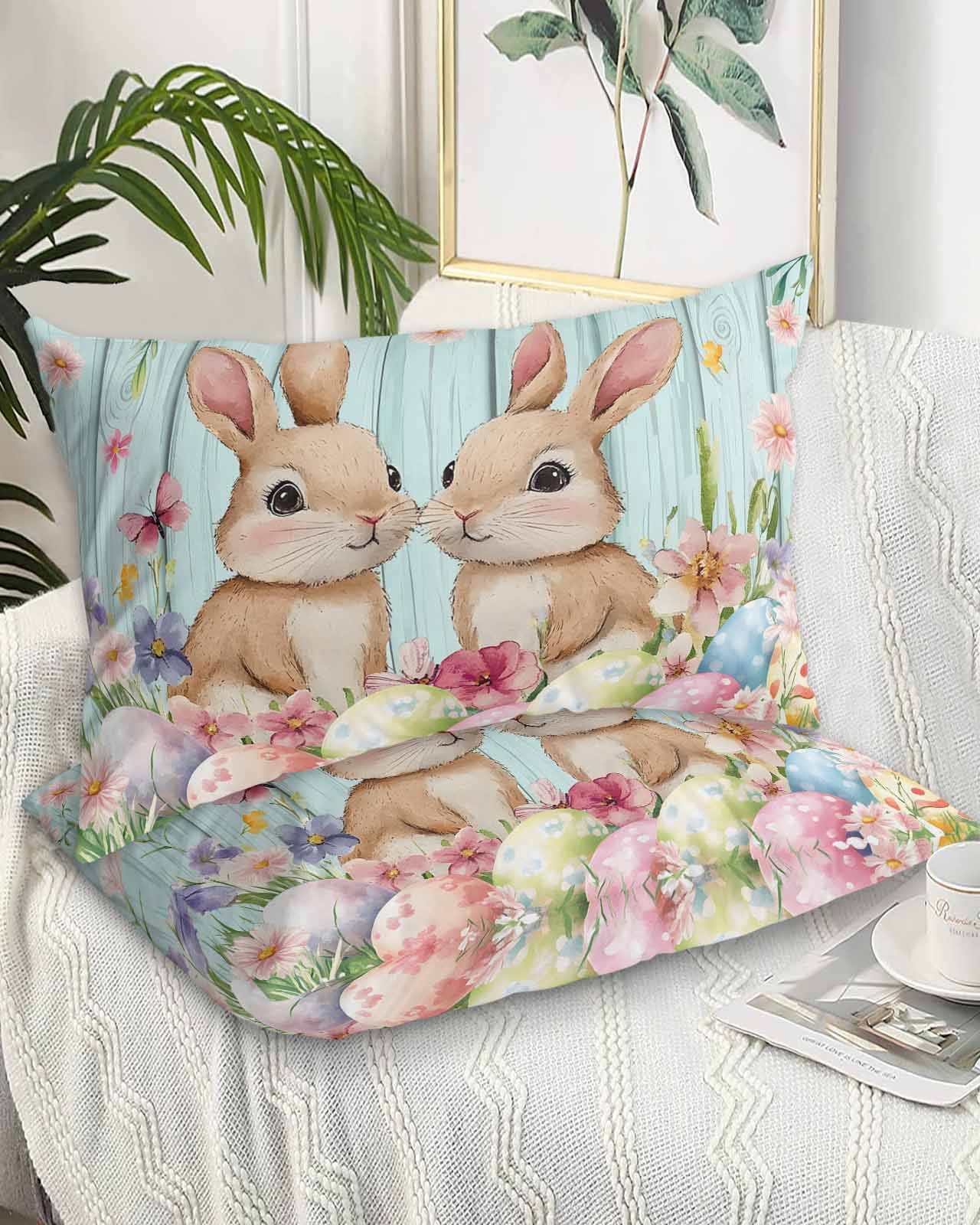 Easter King Pillow Cases Set of 2 - Microfiber Bed Throw Pillow Covers ...