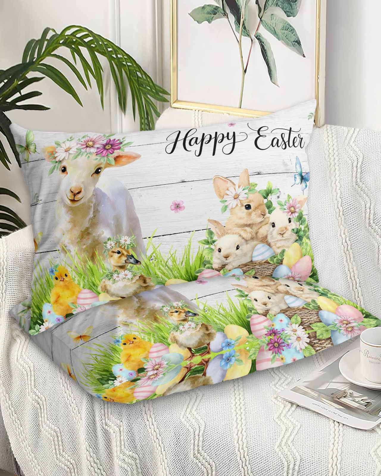 Easter King Pillow Cases Set of 2 - Microfiber Bed Throw Pillow Covers ...