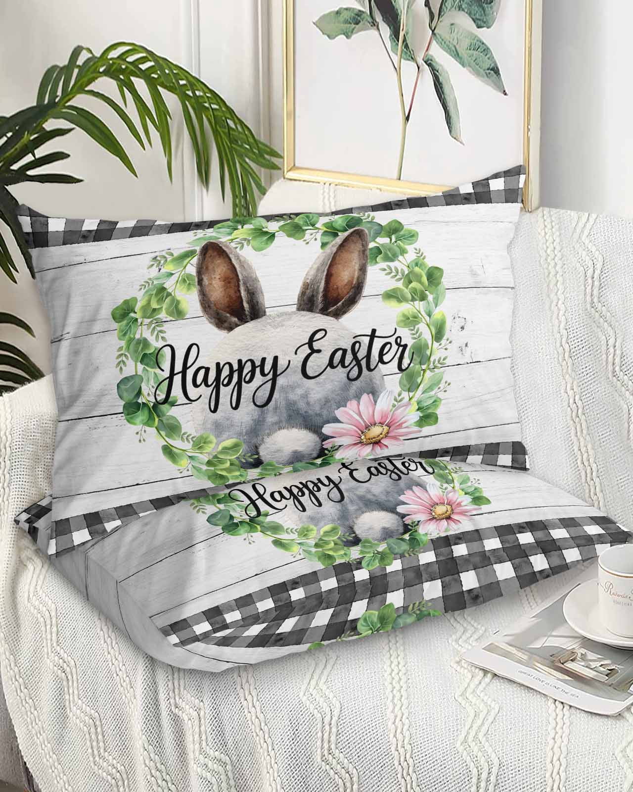 Easter King Pillow Cases Set of 2 - Microfiber Bed Throw Pillow Covers ...