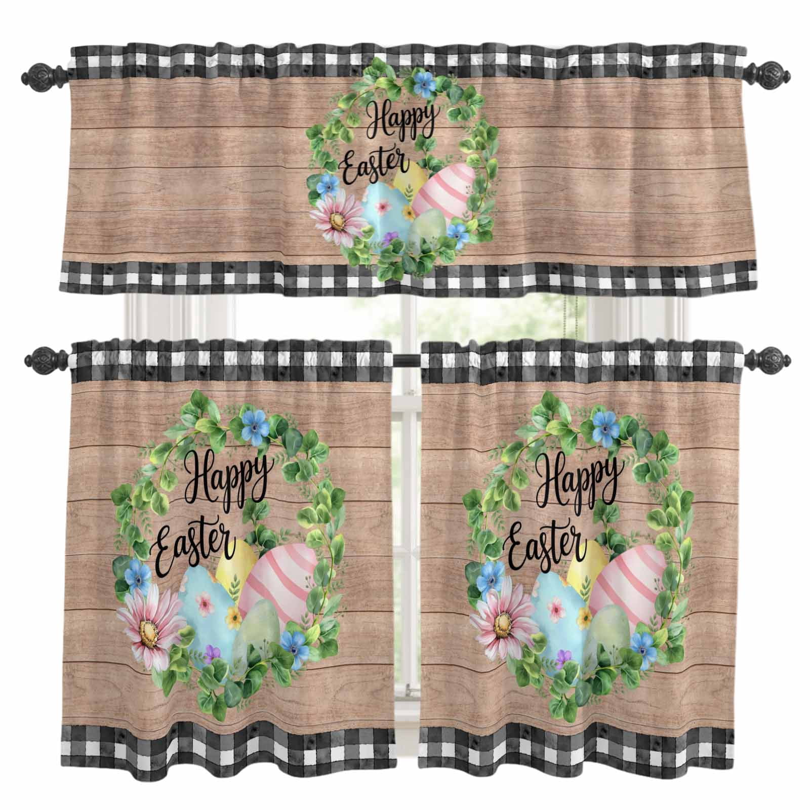 Easter Kitchen Curtains Sets for Windows 36 Inch Length, Spring ...