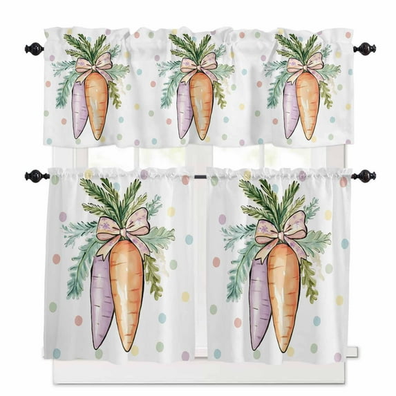 Easter Kitchen Curtains Valances and Tiers Set of 3 Carrots Tier ...