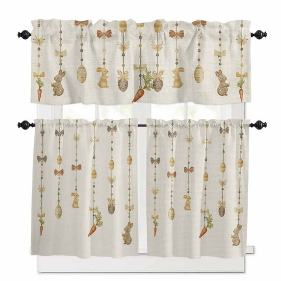 Easter Kitchen Curtains Valances and Tiers Set of 3 Decorative Chain ...