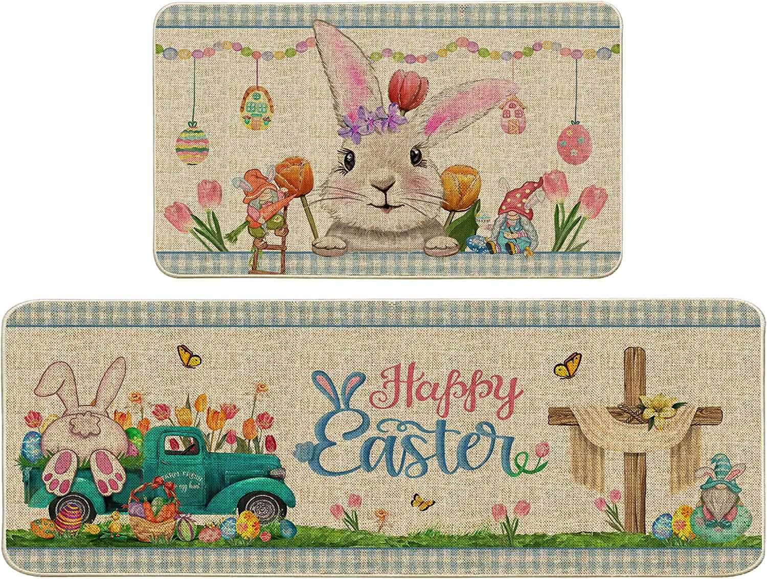 Easter Kitchen Decor, Easter Kitchen Rugs and Mats Set of 2, Farmhouse ...