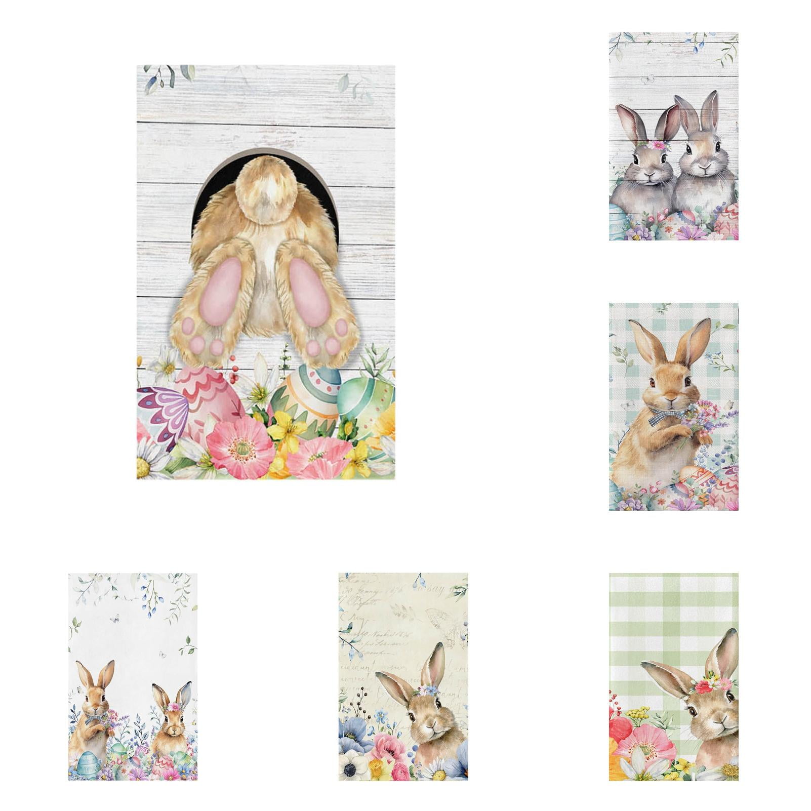 Easter Kitchen Dish Towel Striped Rabbit Bunny Eggs Easter Kitchen ...