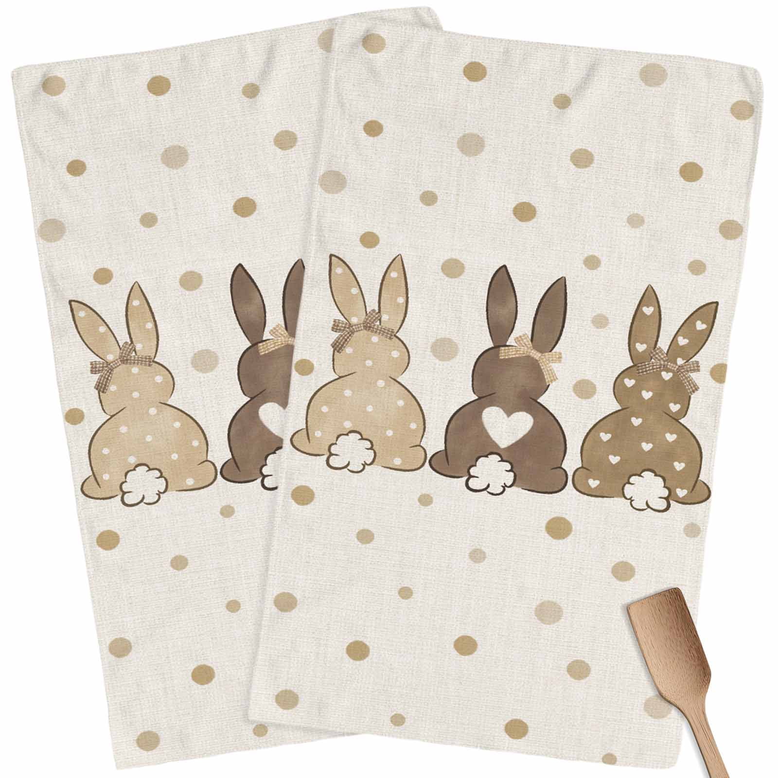 Easter Kitchen Towel Polka Dot Bunny Quick Dry Absorbent Dish Towels ...